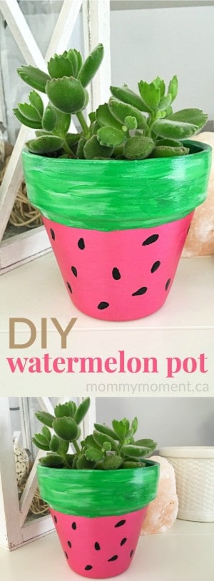 DIY HAND PAINTED WATERMELON FLOWER POT - Mommy Moment